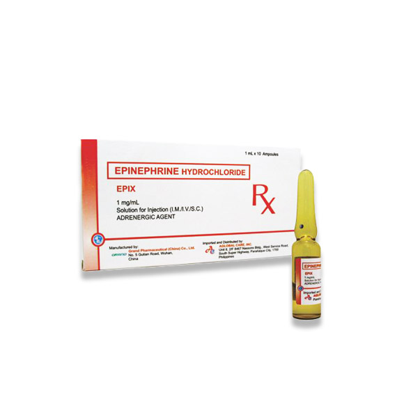 EPIX Epinephrine Hydrochloride 1mg / mL Solution for IM/IV/SC Injection ...